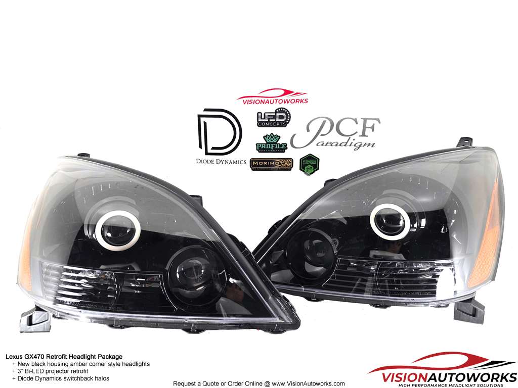 Lexus GX470 - 3" Bi-LED, Switchback halos – VisionAutoworks