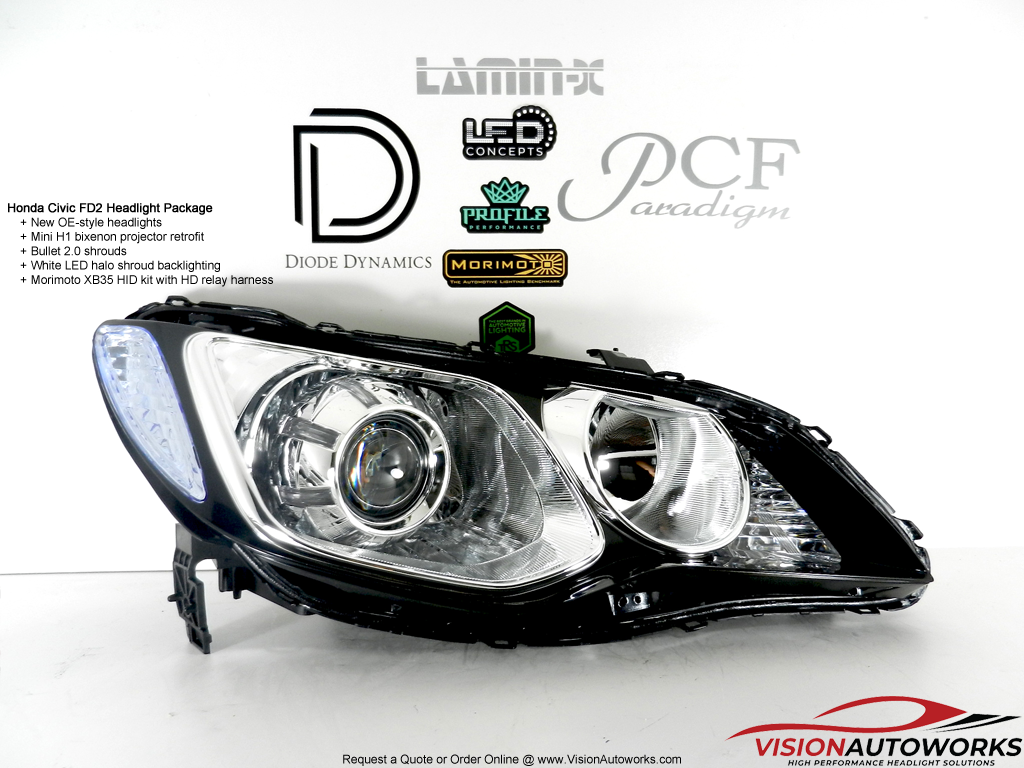 Honda Civic (2006-2011) (JDM/FD2 Front-End) Headlight Package – VisionAutoworks