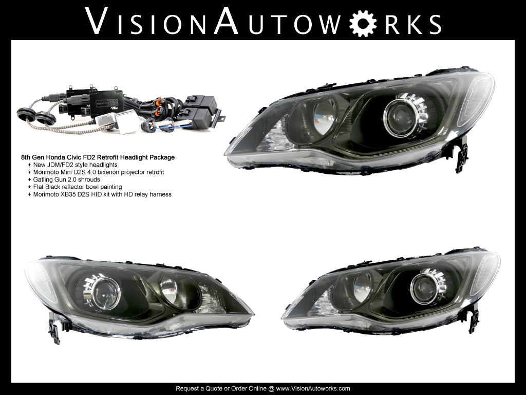 Honda Civic (2006-2011) (JDM/FD2 Front-End) Headlight Package – VisionAutoworks