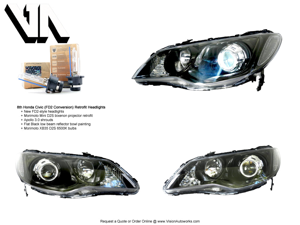 Honda Civic (2006-2011) (JDM/FD2 Front-End) Headlight Package – VisionAutoworks