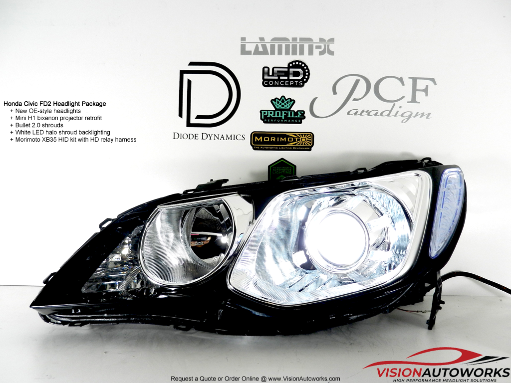 Honda Civic (2006-2011) (JDM/FD2 Front-End) Headlight Package – VisionAutoworks