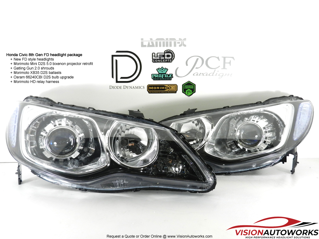 Honda Civic (2006-2011) (JDM/FD2 Front-End) Headlight Package – VisionAutoworks