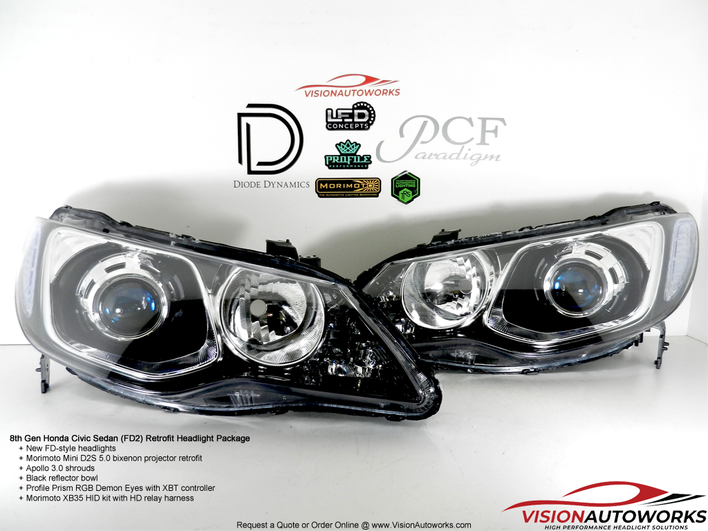 Honda Civic (2006-2011) (JDM/FD2 Front-End) Headlight Package – VisionAutoworks